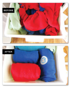 Organise your drawers- fold clothes vertically/on an angle! | TOMFO
