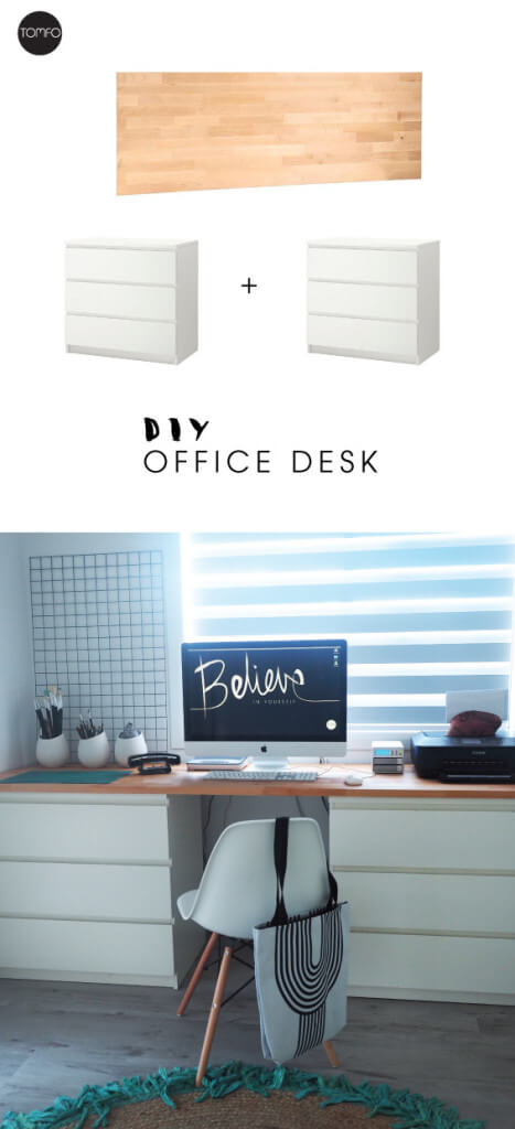DIY Desk with two drawers and a piece of wood | TOMFO